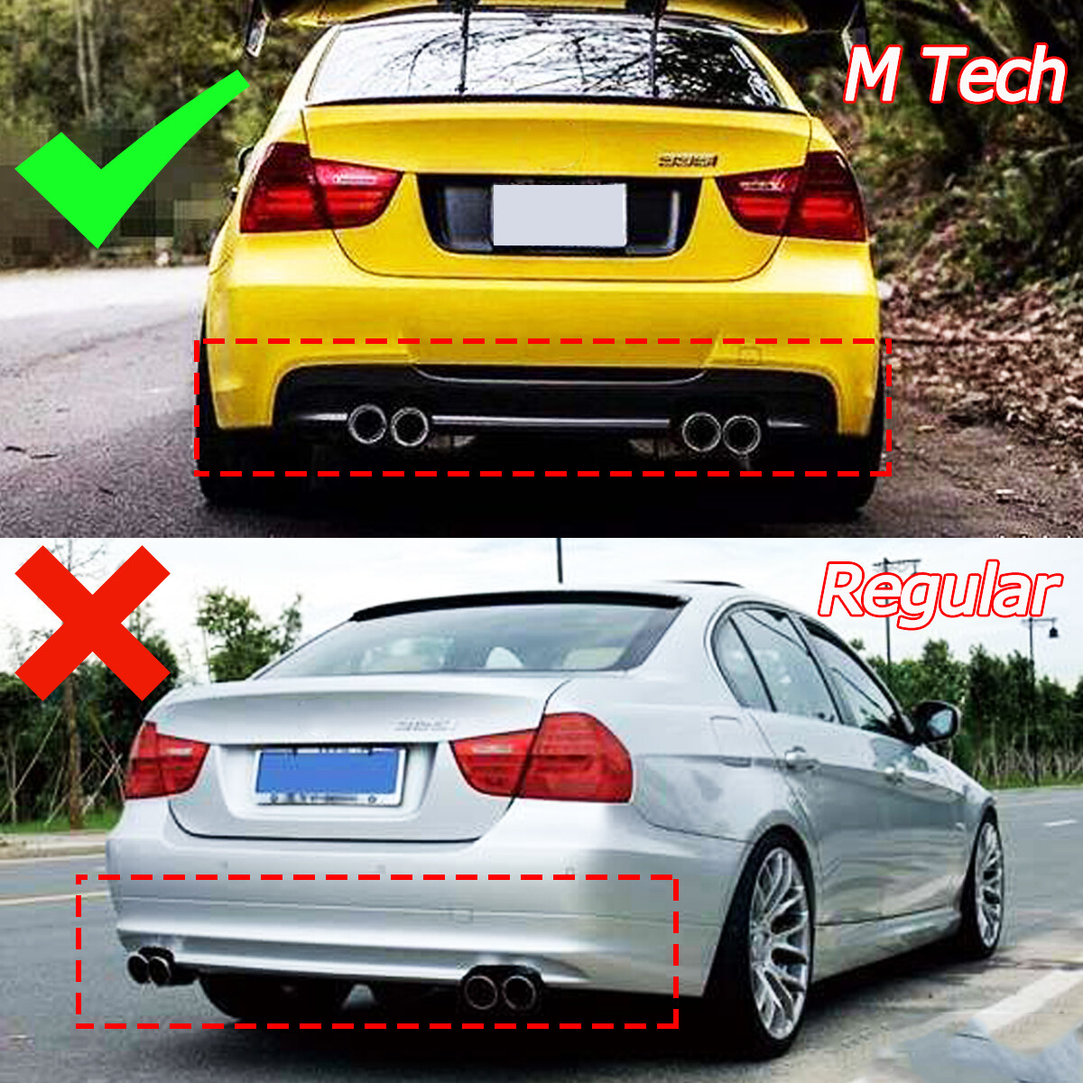 For BMW E90 325i 335i M Sport 2005-2012 F1 Style Rear Diffuser Carbon ...