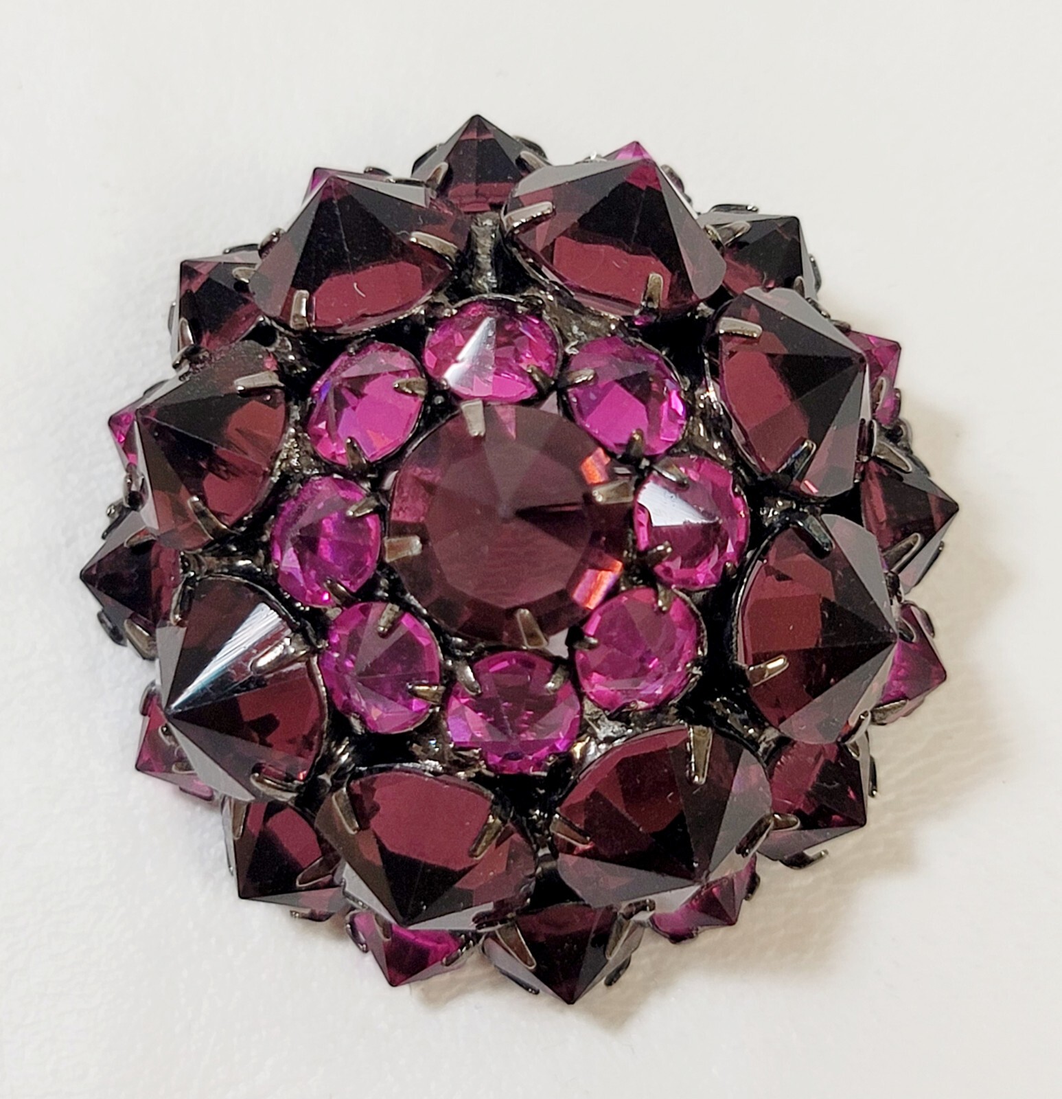 Vintage Purple Fuschia Pink Inverted Rhinestone Japan… - Gem