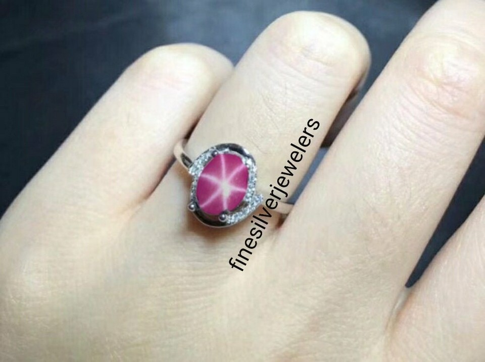 Elegant Pink Lindy Star Ring Engagement Ring Starlight Rings Ruby Star ...