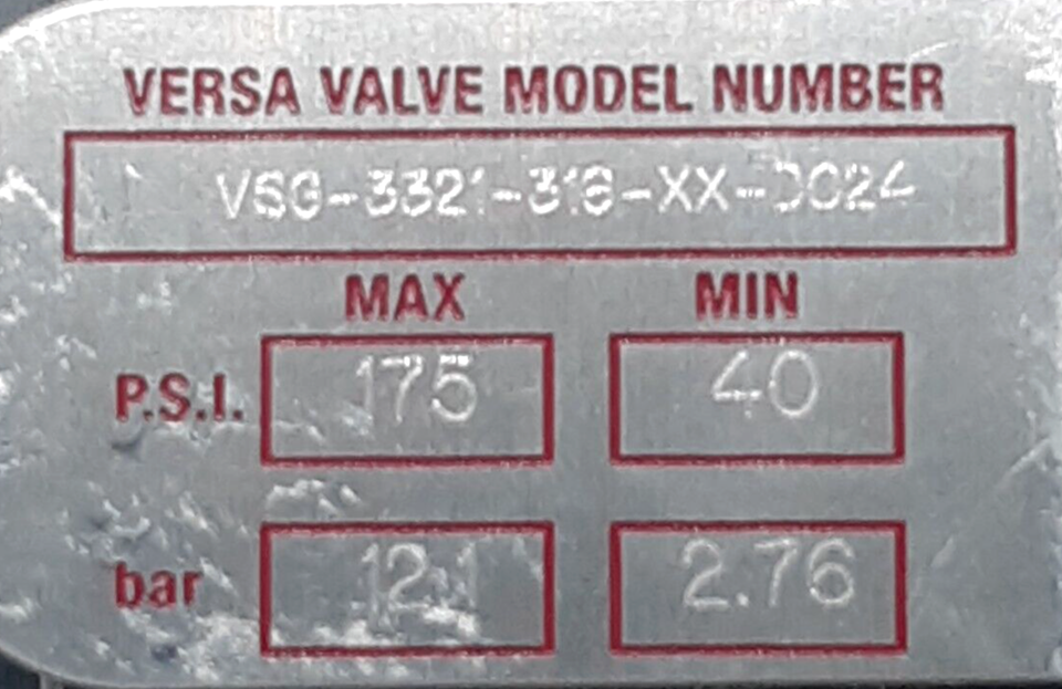 Versa VSG-3321-316-XX-D024 Three-Way Solenoid Valve | eBay