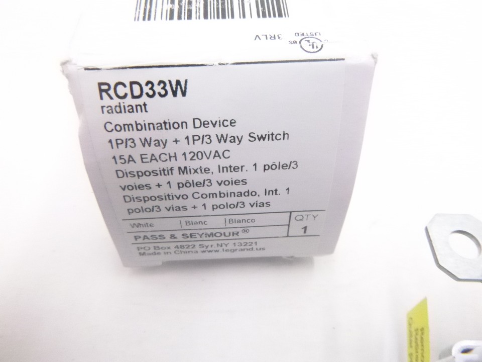 2 Pack Legrand RADIANT RCD33W Combination Switch Device 1 P13 Way 15a ...