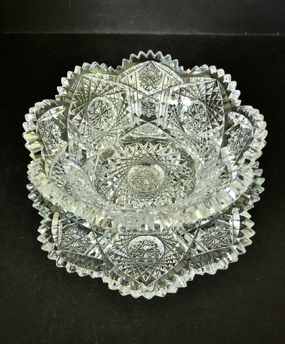 American Brilliant Cut Glass Mayonnaise Dish & Under Plate | eBay