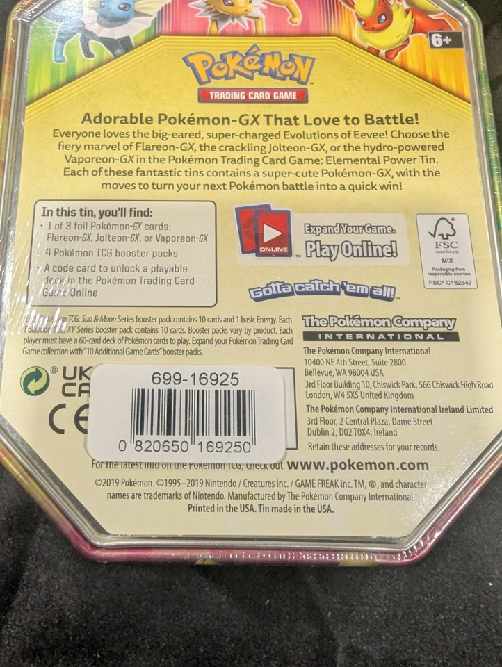 Pokemon TCG: Elemental Power Tin Jolteon GX + 4 Packs (Sun & Moon ...