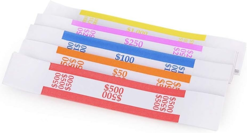 Pack of 250 Currency Band Bundles Self Sealing Currency Straps Bands ...