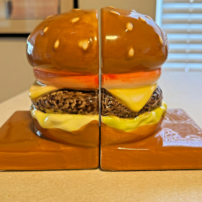 Hamburger Cheeseburger Ceramic Bookends | eBay