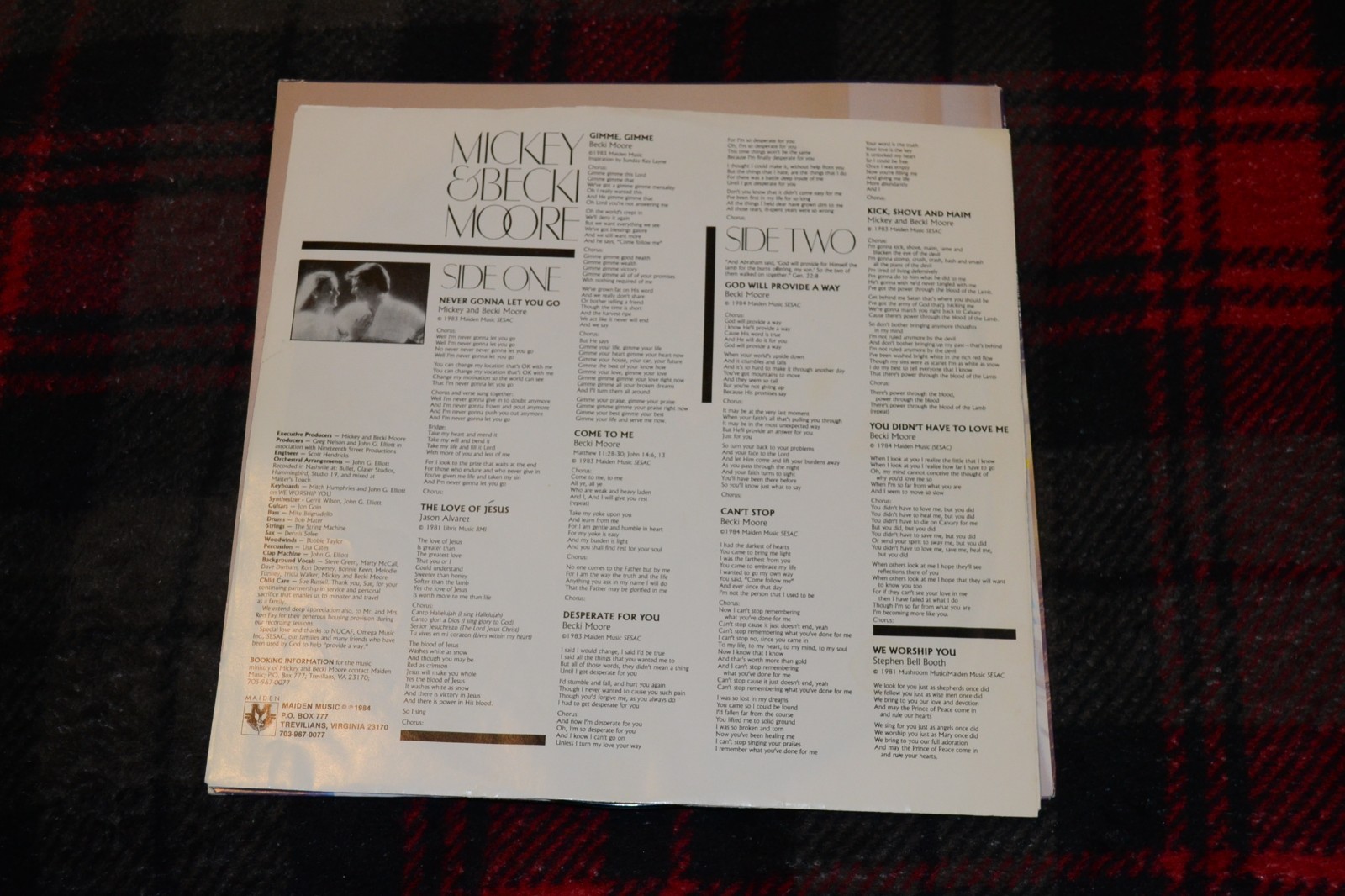 Mickey & Becki Moore~1984 Maiden Music MB1600~Xian LP~Christian~FAST ...