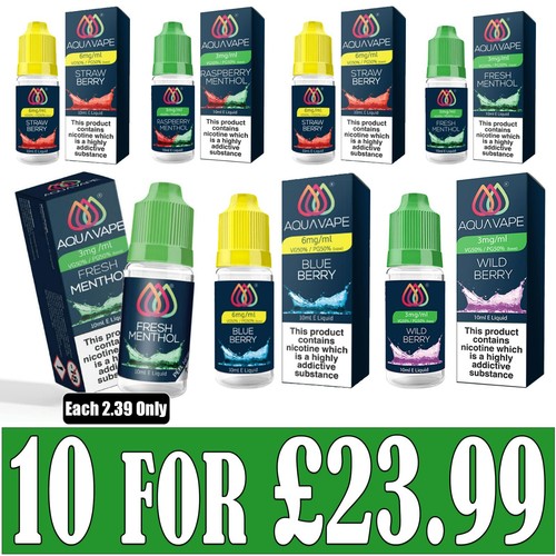 Aqua Vape E Liquid 10ml UK made premium E Cig 50/50 | UK Made Pod E ...