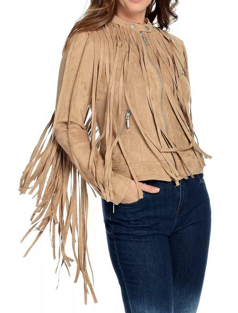 NEW - Indigo Thread Co. Faux Suede Fringe Detailed Zip Front Jacket | eBay