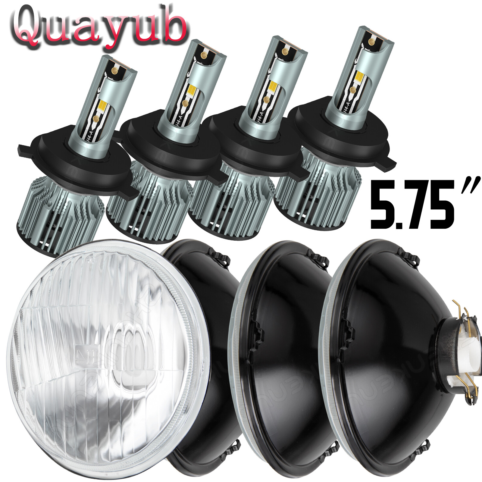 For Jaguar XJ6 XJS XJ12 4PCS 5.75" Inch LED Headlights Chrome Hi/Lo ...