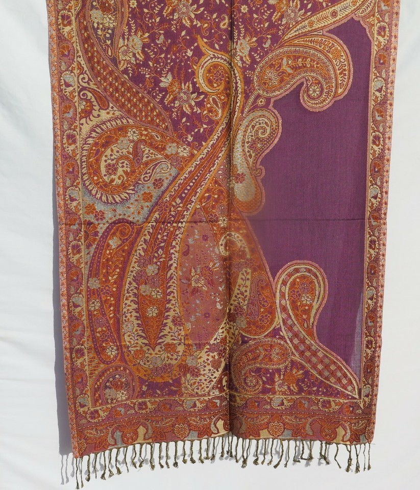 Viscose |Shawl/Wrap | Jamawar Design| Handloomed in Kashmir| Copper ...