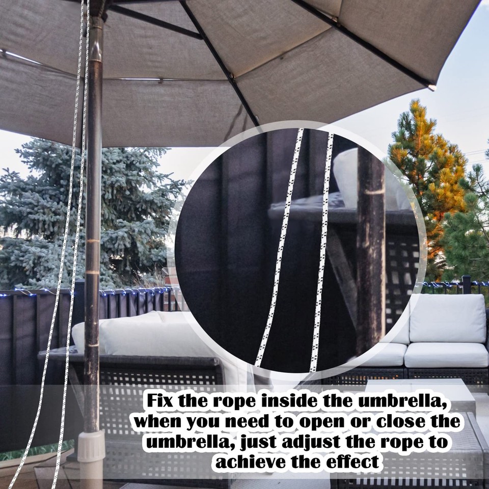 Woanger 2 Pcs Outdoor Patio Umbrella Cord Line Nylon Rope 40 ft ...