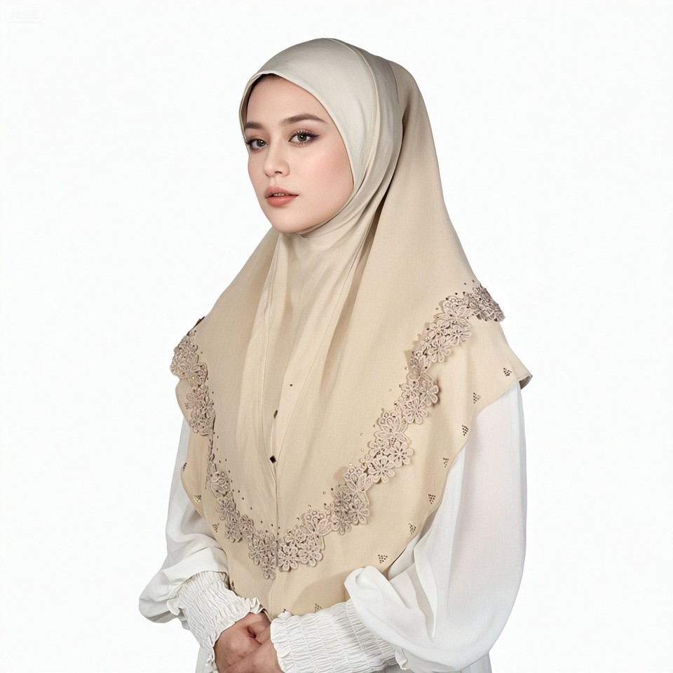 Muslim Women's Hot Drill Lace Headscar Scarves Stacked Lotus Leaf Edge ...