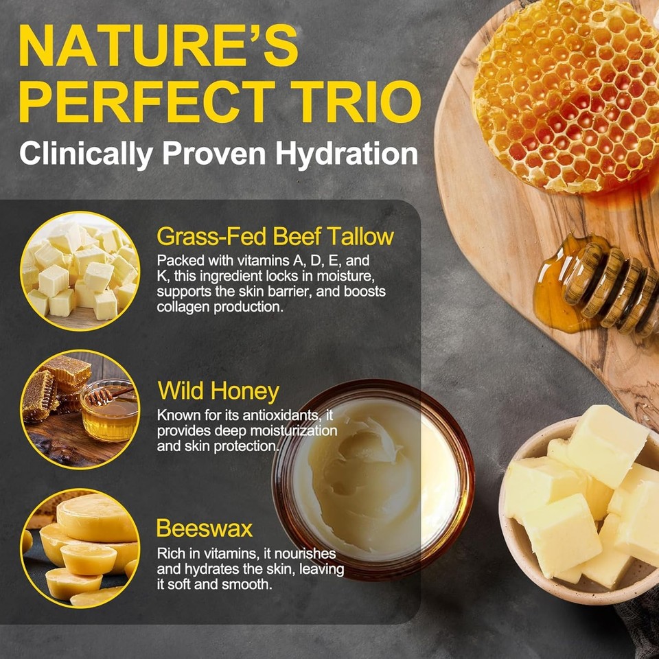 Beef Tallow for skin, Beef Tallow, Hydrating Tallow Balm with Raw Honey and Bees | eBay