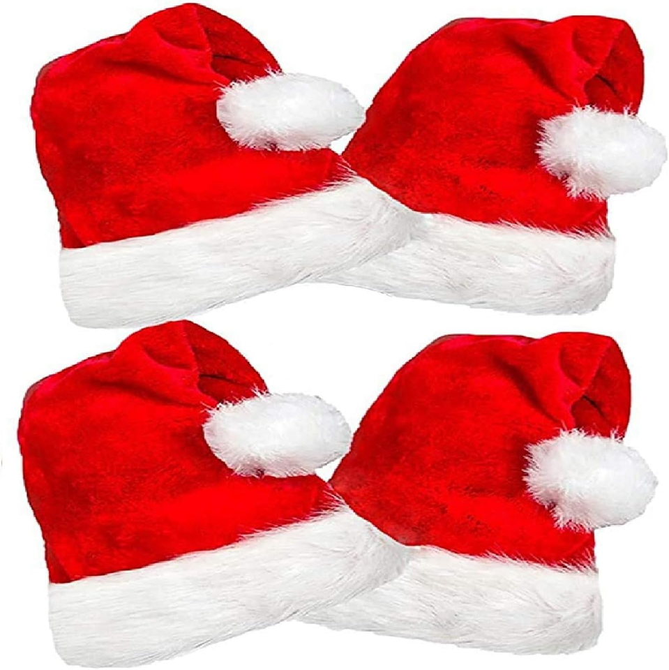 Christmas Hat Kit - Long Plush Set for Kids Adults, 2/4/8Pcs Xmas Hat ...