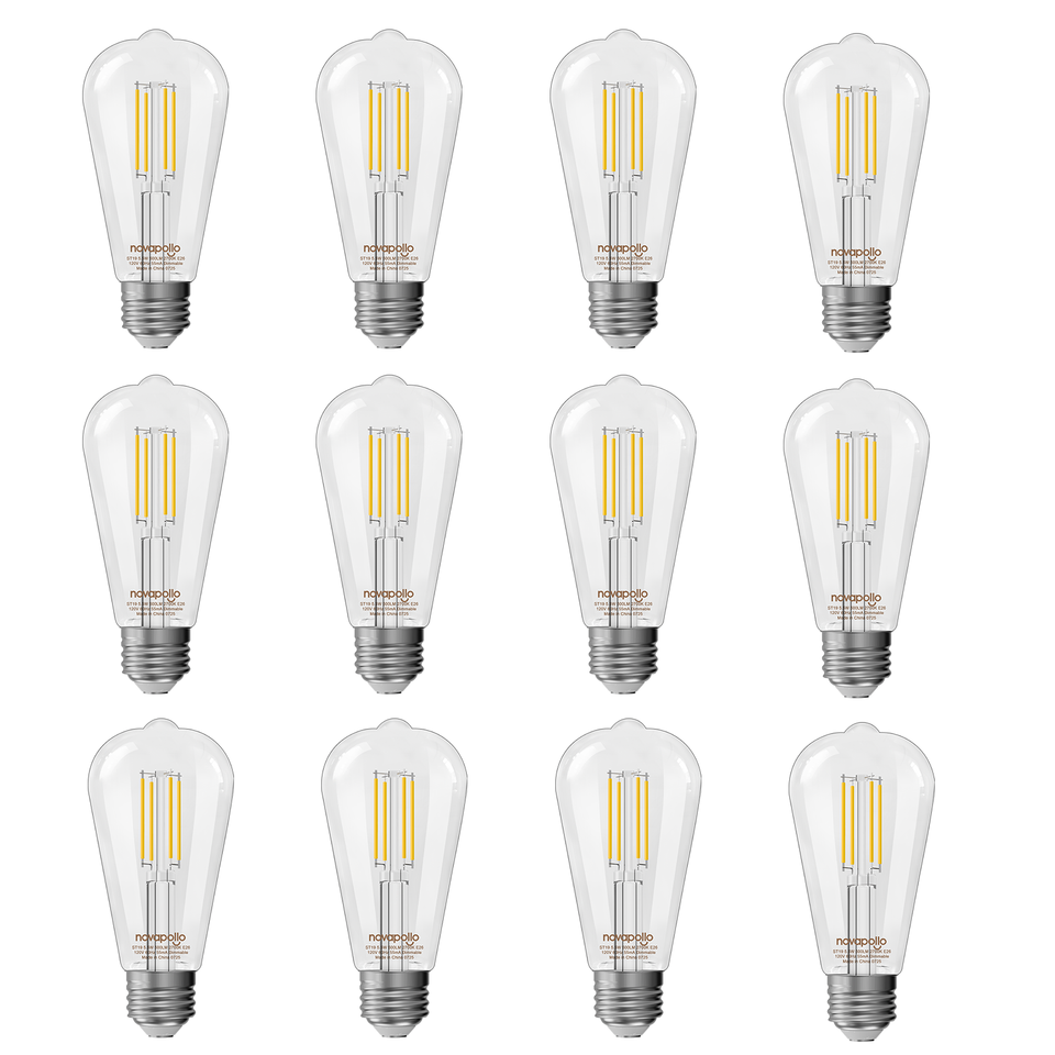 12 PACK Dimmable LED Edison Light Bulbs 2700K Warm White E26 60W ...