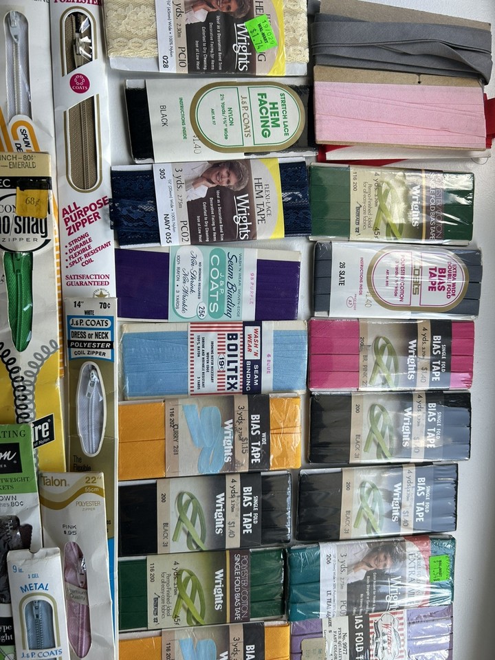 New Sewing Notions Lot 21 Bias & Seam Tape, Rick Rack, Hem Binding, 15 ...