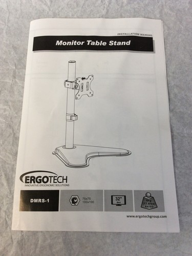 Ergotech Single Monitor Freestanding Table Stand DMRS-1, 32in/17.6lb Max Support 854843007166 | eBay