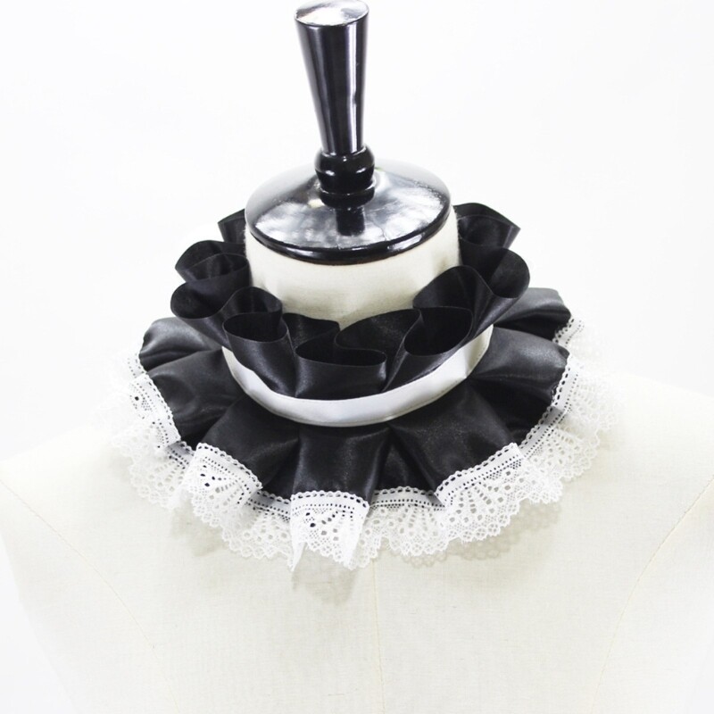 Renaissance Tulle Ruffled Faux Collar Layered Lace Clown Victorian Neck ...