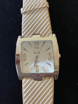 Super Cute Infinity Quartz Taupe Striped Fashion Watch NWT | eBay