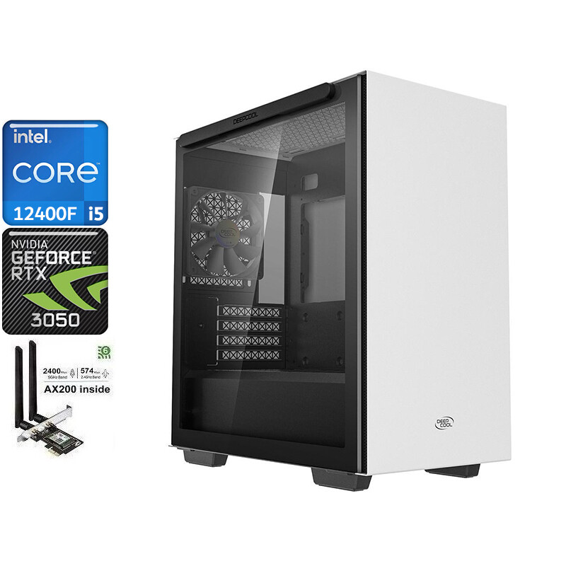 Intel Core i5 12th Gen 12400F RTX 3050 White Gaming PC, 32GB RAM/1TB ...