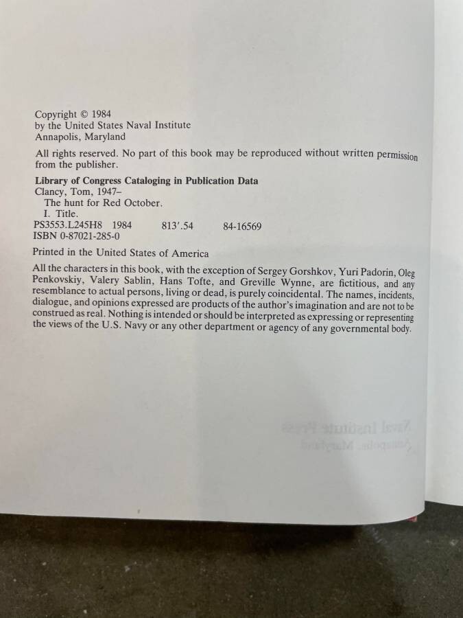The Hunt for Red October, First Edition, 1st Printing, 1984 ...