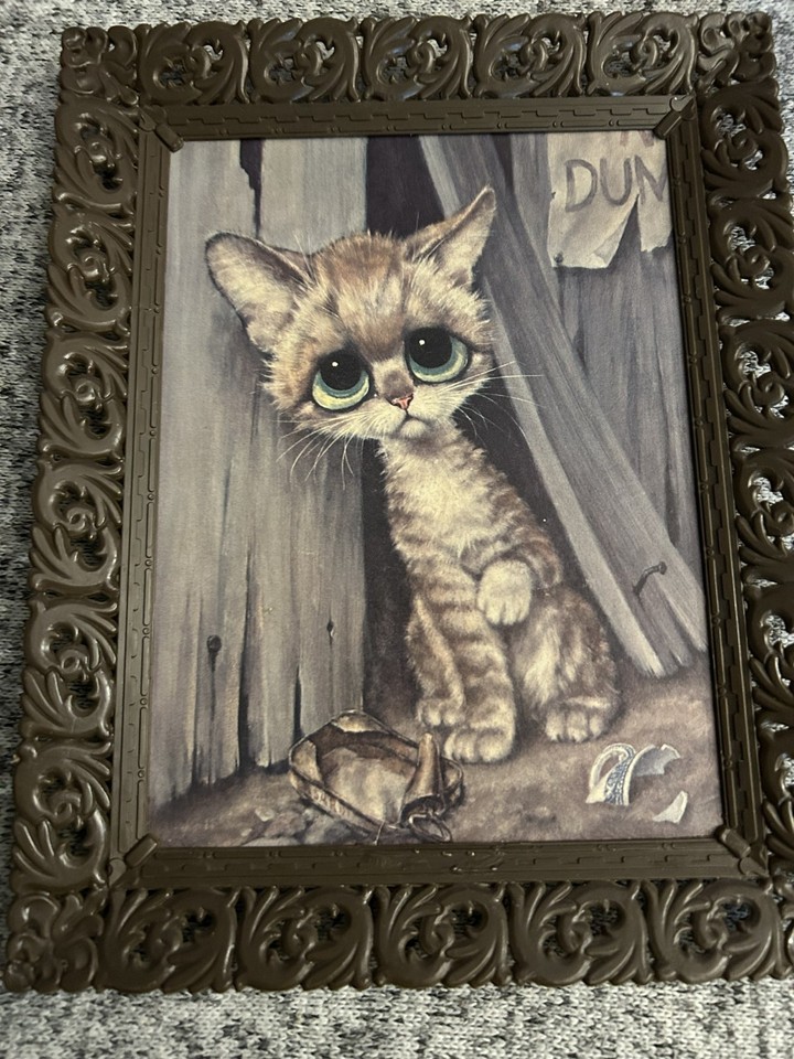 Vintage Pity Kitty & Pity Puppy Mid-Century Modern MCM Plastic Framed ...