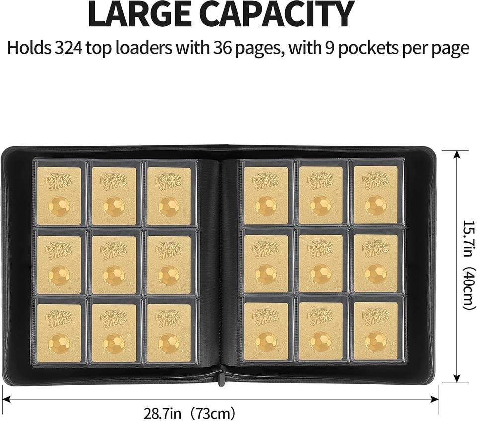 Toploader Binder, Top Loader Binder for Cards, Holds 324 Toploaders, 9 ...