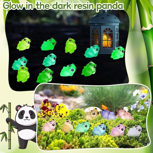 Barydat 35 Pcs Luminous Mini Panda Figurines Miniature Cute Animals ...