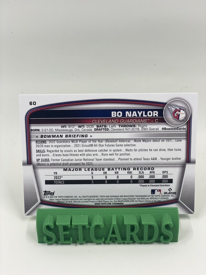 2023 Bowman Bo Naylor #60 Rookie RC Guardians Baseball Card | eBay