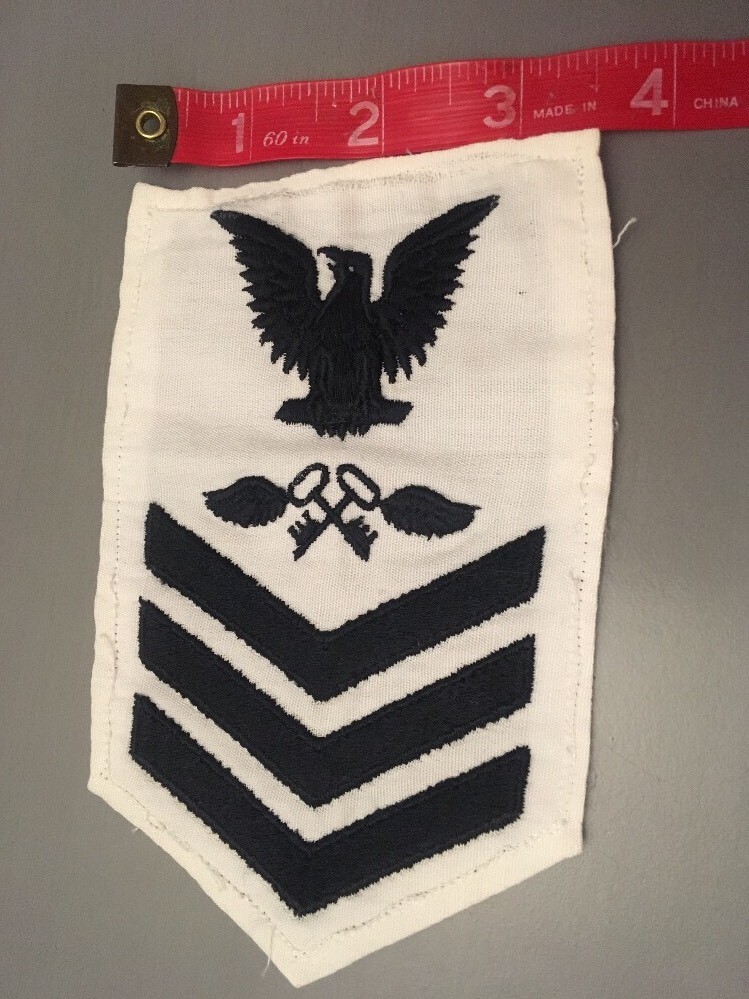 White US NAVY Aviation Storekeeper FIRST CLASS Patch Chevron three bars ...