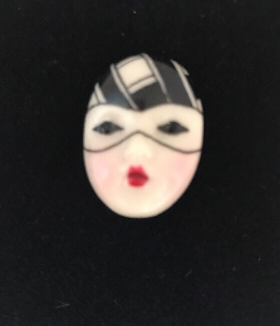 "Roxy " Adagio Mask Face Pin Hand-Painted Porcelain Swarovski Crystal ...