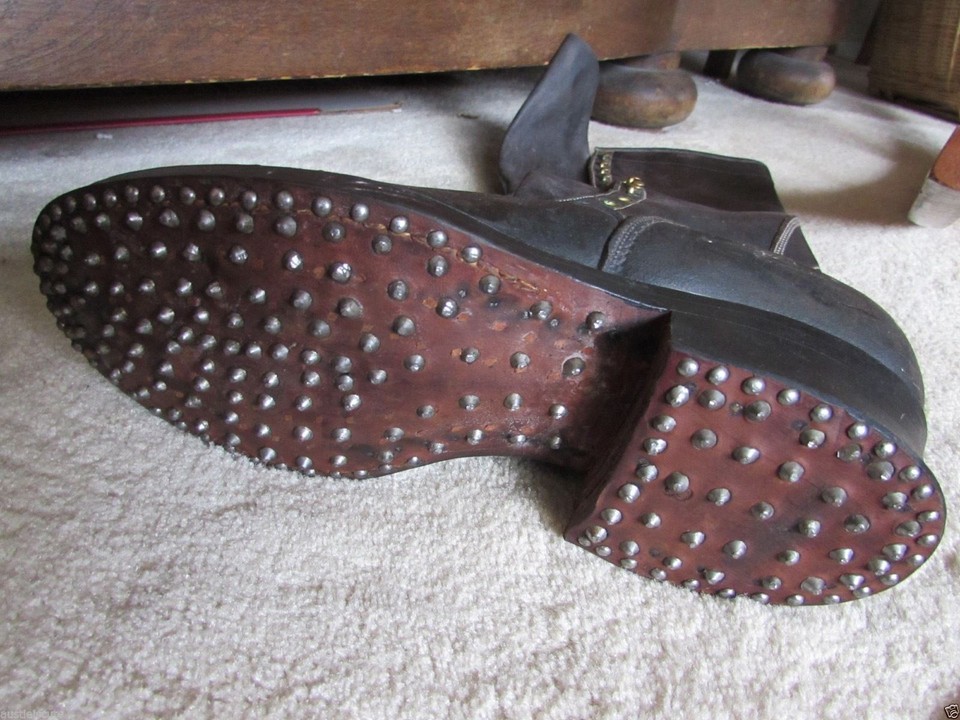 Vintage AA Cutter Co. Logger Hunter 17” Cork Boots Size 8 Leather ...