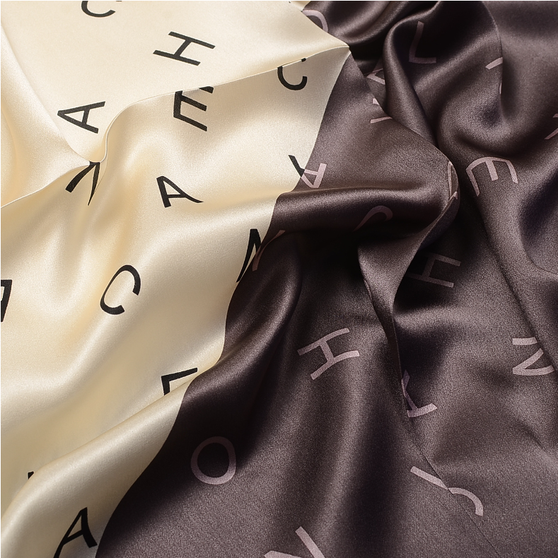 100%Silk Mulberry Wrap Shawl Square Bicolor letters Print Bandanna ...