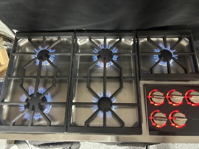 Wolf Cooktop, 36, Propane/NG, 5 Dual-Stacked Burners CT36G/S Used ...