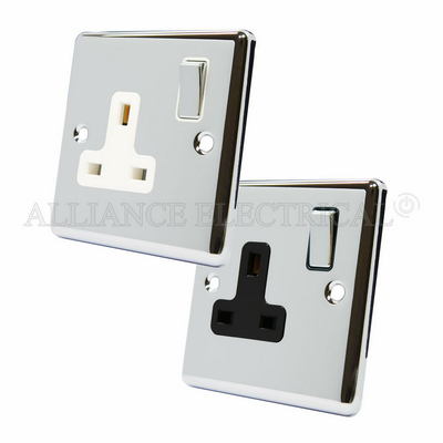 Polished Chrome Classical Socket 1 Gang - 13 Amp Single 1G Plug Outlet ...