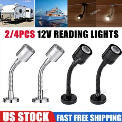 2-4X RV Reading Light 12V LED Interior Book Map Bedside Lamp Camper ...