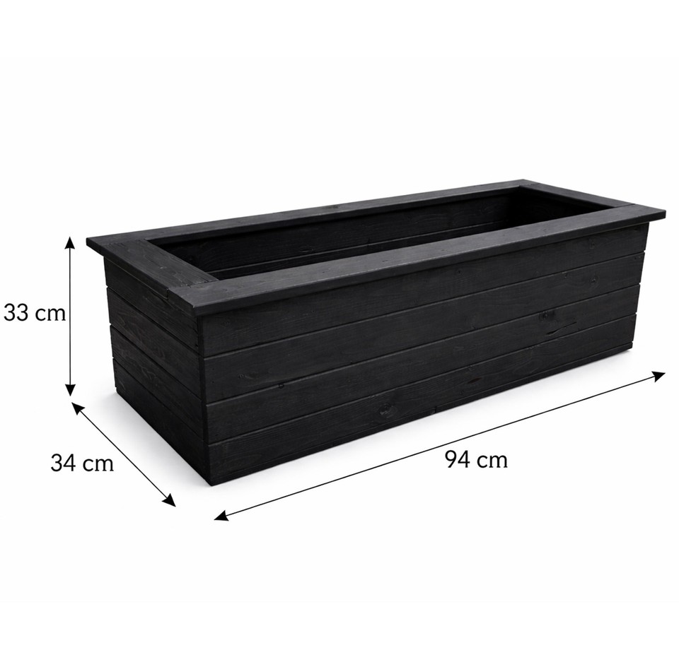 Large Rectangular Garden Planter Box Wooden Patio Plant Boxes Herbs Black | eBay UK