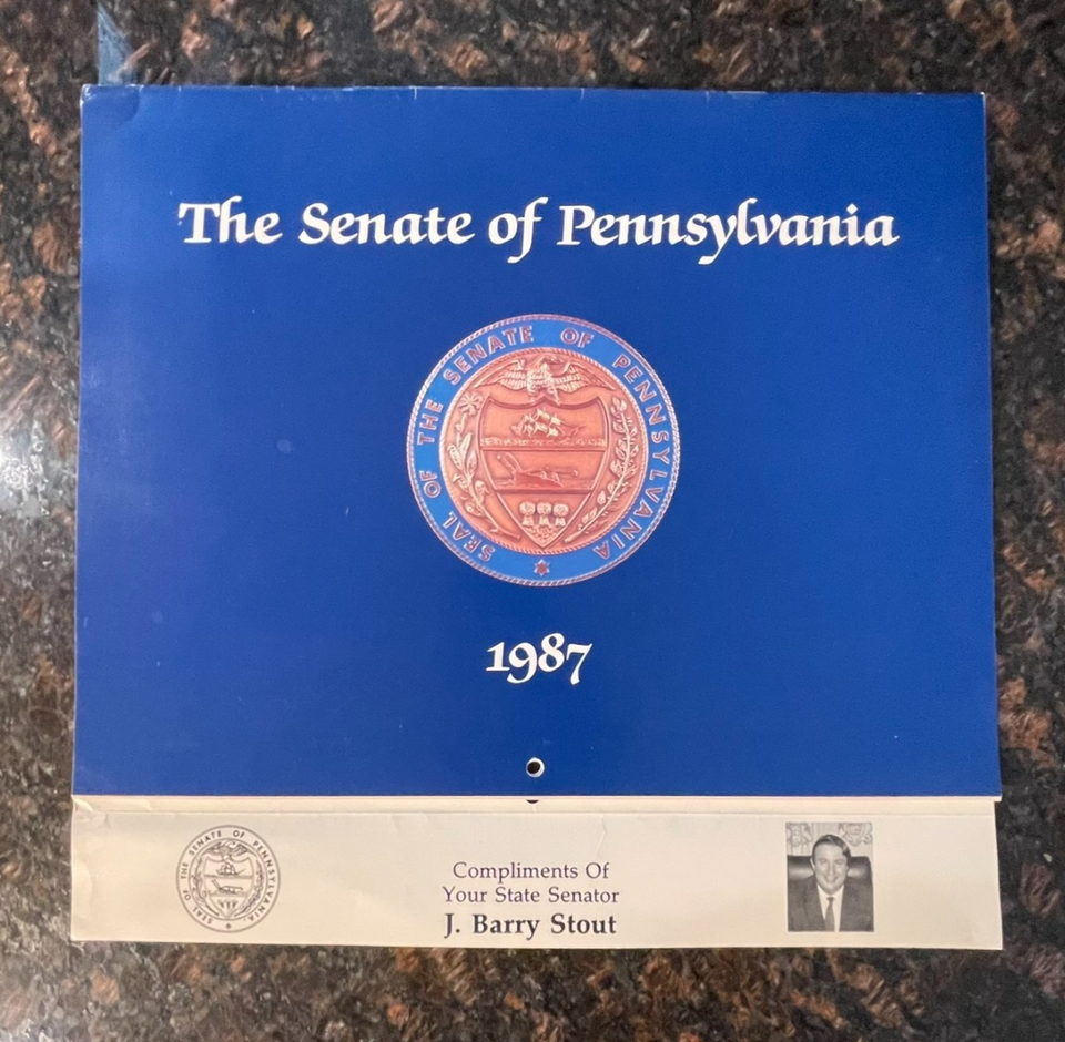 VTG PA Pennsylvania Senate Calendar 1987 J Barry Stout CAN BE RE-USED ...