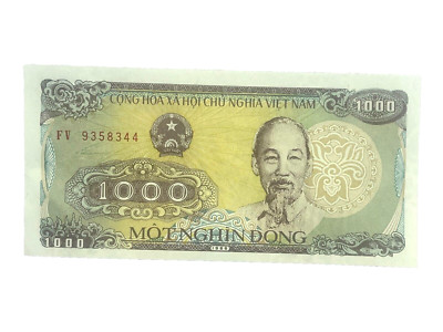 1988 Vietnam 1000 Dong Unc Banknote P-106a, Ho Chi Minh, Elephant ...