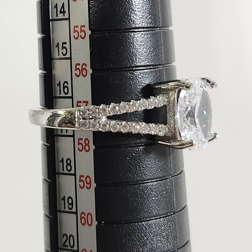 JTV White Diamond Simulated Bella Luce Cocktail Ring Over Sterling ...