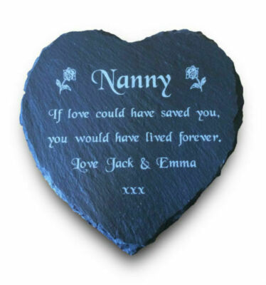 Personalised Engraved Slate Heart Memorial Grave Marker Plaque Nan Gran ...