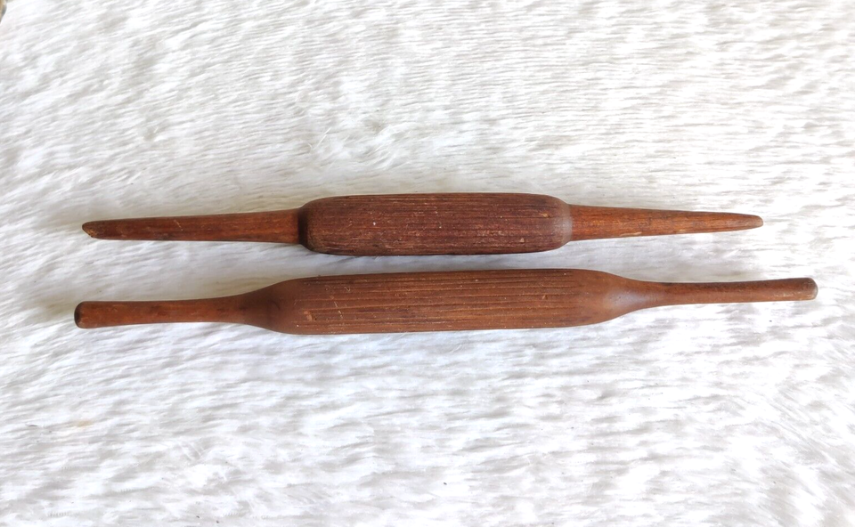 Antico Primitive Handmade Tortilla Pane Bakers di Legno Rolling Pin Paio WN302 | eBay