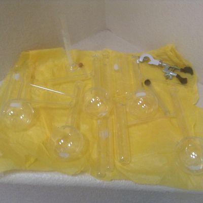 Lot of 5 Pyrex Round Bottom Boiling Flask with Sidearm & Test Tubes ...