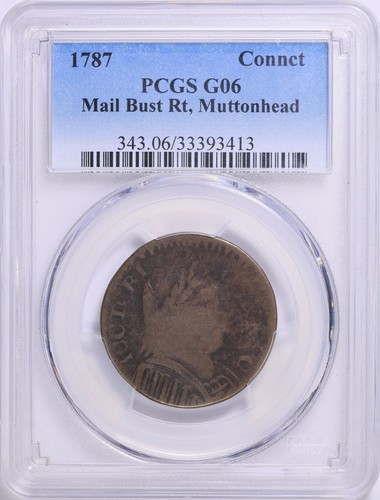 1787 Connecticut Copper Mailed Bust Right, Muttonhead PCGS G-06 | eBay