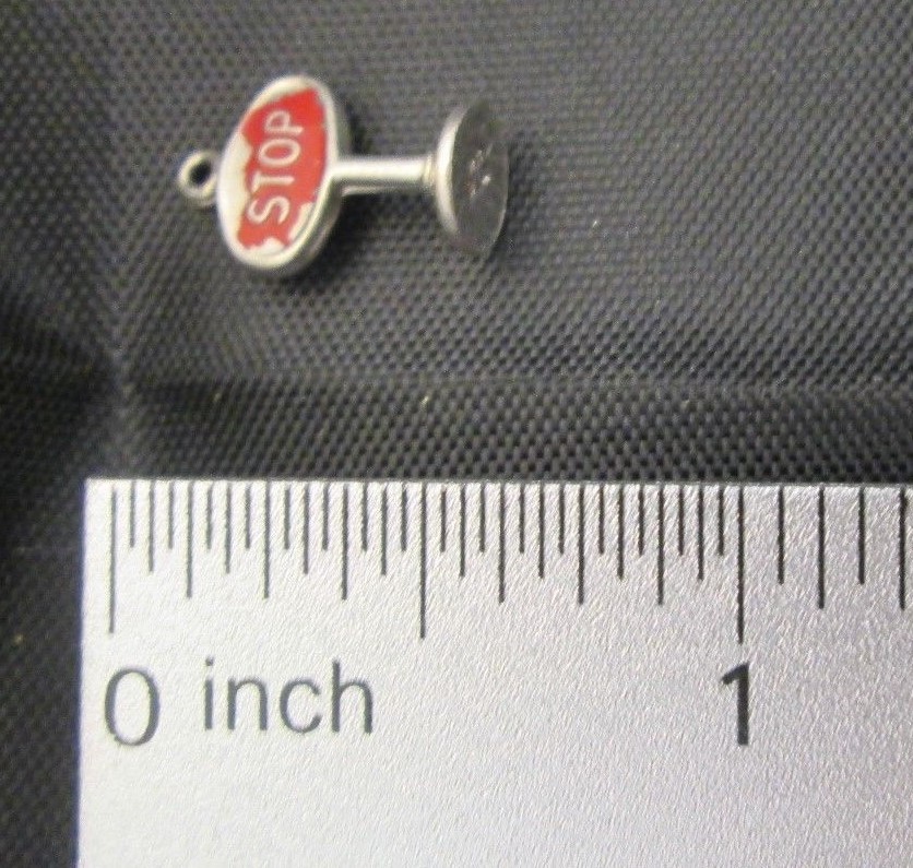VINTAGE STERLING SILVER ENAMEL STOP SIGN CHARM | eBay