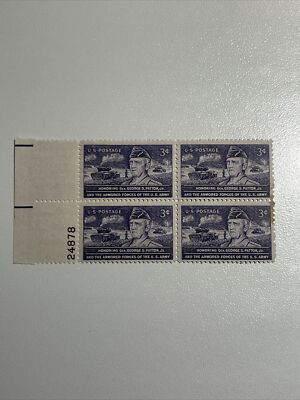 US Stamp Scott #1026, 3c, General George Patton, Plate Block of 4, OG ...