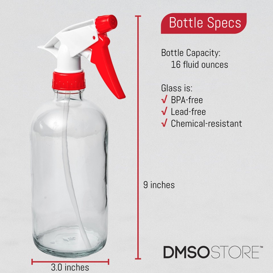 DMSOSTORE 16 oz. Glass Spray Bottles 4 Pack with Red Trigger Sprayer ...