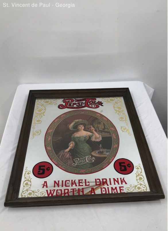 Vintage Pepsi Cola Framed Bar Mirror Sign Man Cave Soda Advertising ...