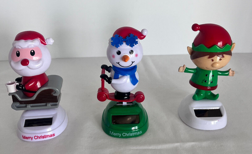 Solar Powered Dancing Lot of 3 Christmas Elf Snowman Santa | eBay