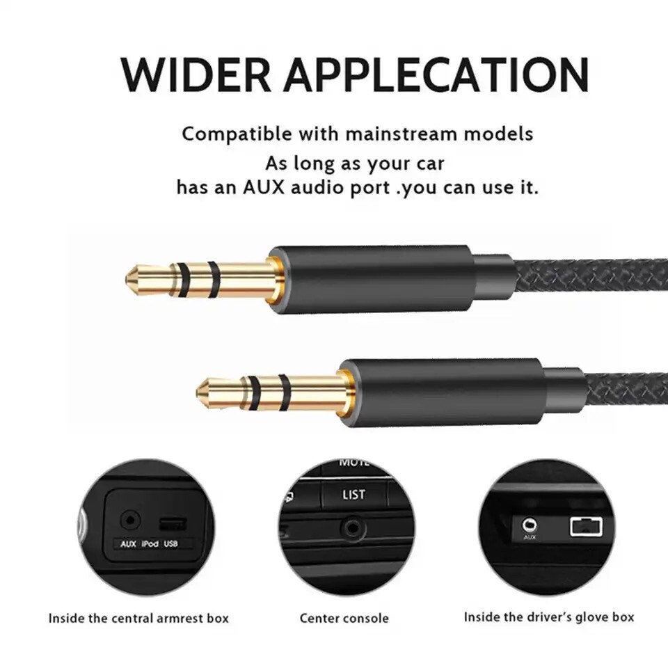 Aux Cable 3.5mm Jack Audio Cable Male to Male 3.5mm Aux For Car Stereo ...